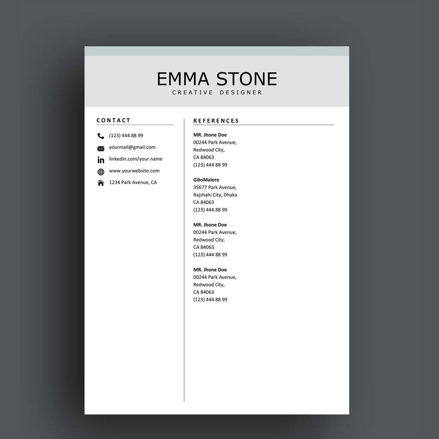 Resume Template for MS Word and Pages Version | Graphic Worker ...